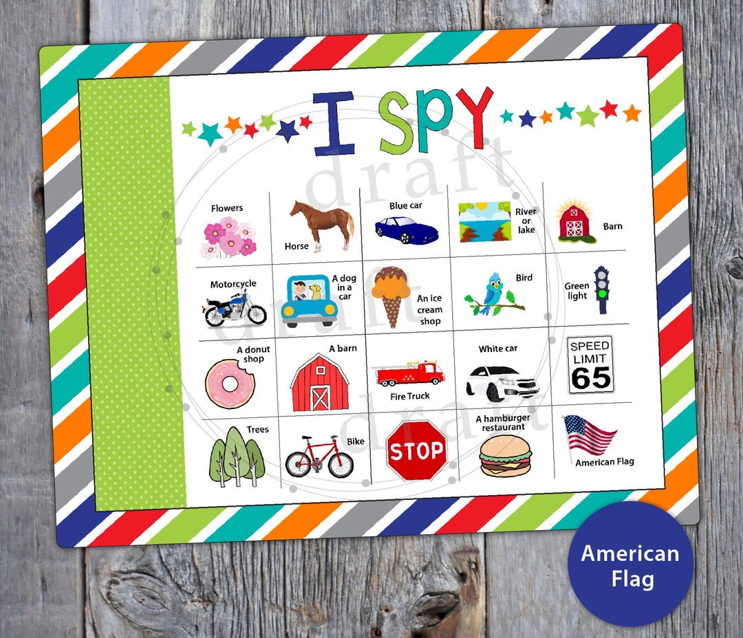 I SPY Designs • Primary Colors • 2 Games • US & Canadian Flags • Car ...