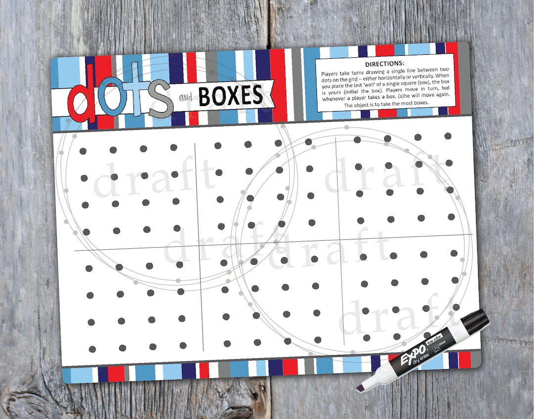 DOTS & BOXES Design • Game Board • Dry Erase Board - Fun Car Trip ...