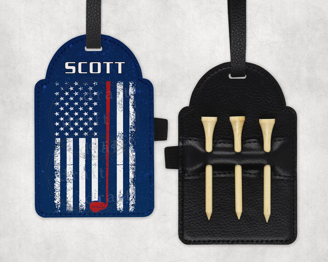 2 Golf TEE TAG Bag Designs ==> American Flag Golfing • Golfer • USA ...