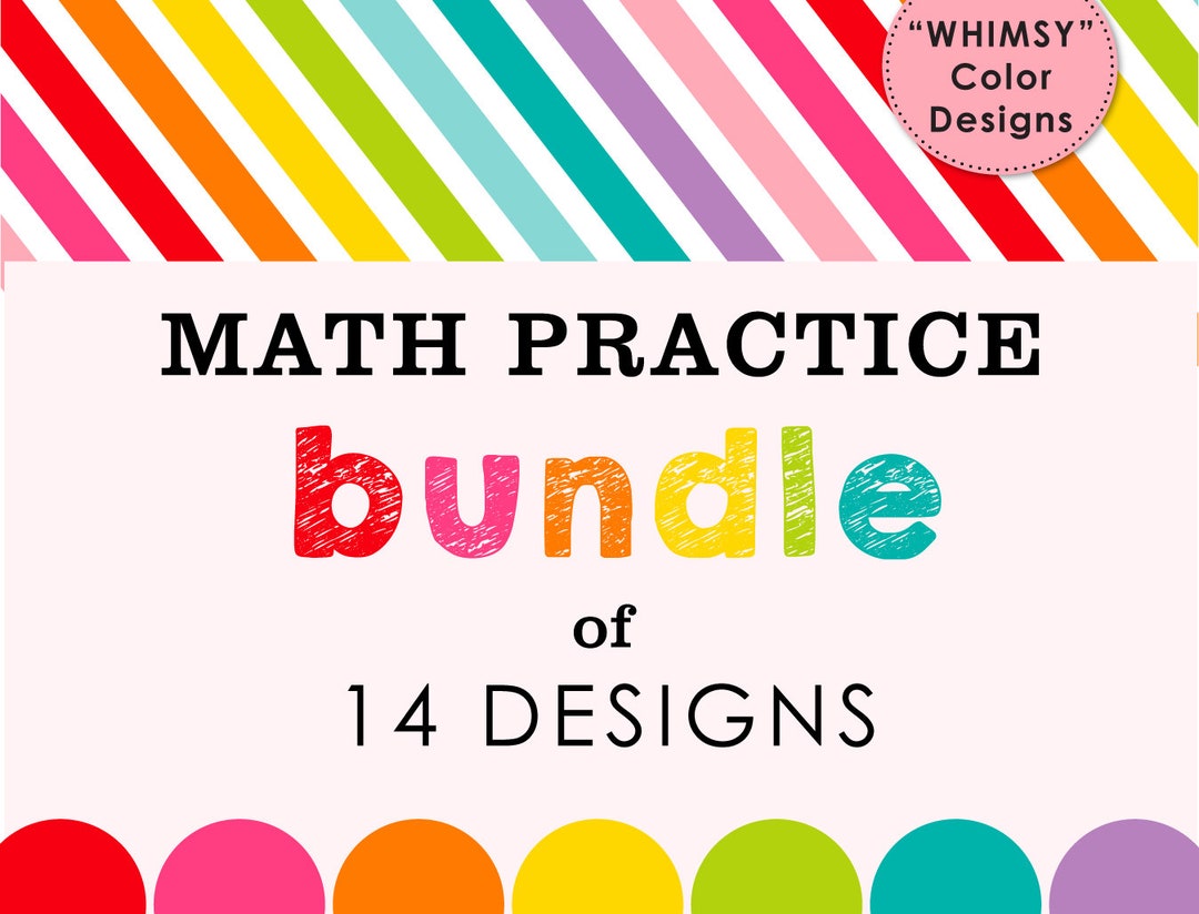 MATH BUNDLE • 14 Practice Board Designs ==> WHIMSY Colors • Dry Erase ...