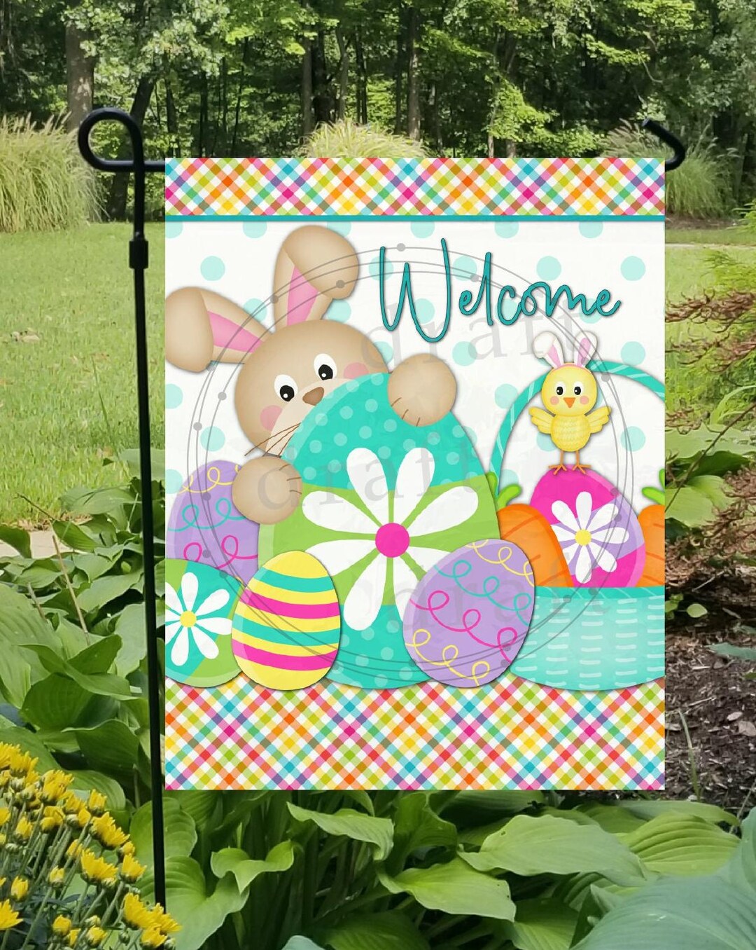 EASTER BUNNY • Flag Design • Board • Sign • Rectangle Bunny Art ...