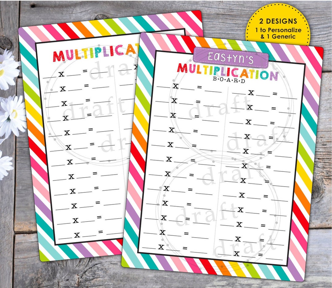 Blank MULTIPLICATION • Practice Boards ==> Whimsy Colors • Dry Erase ...