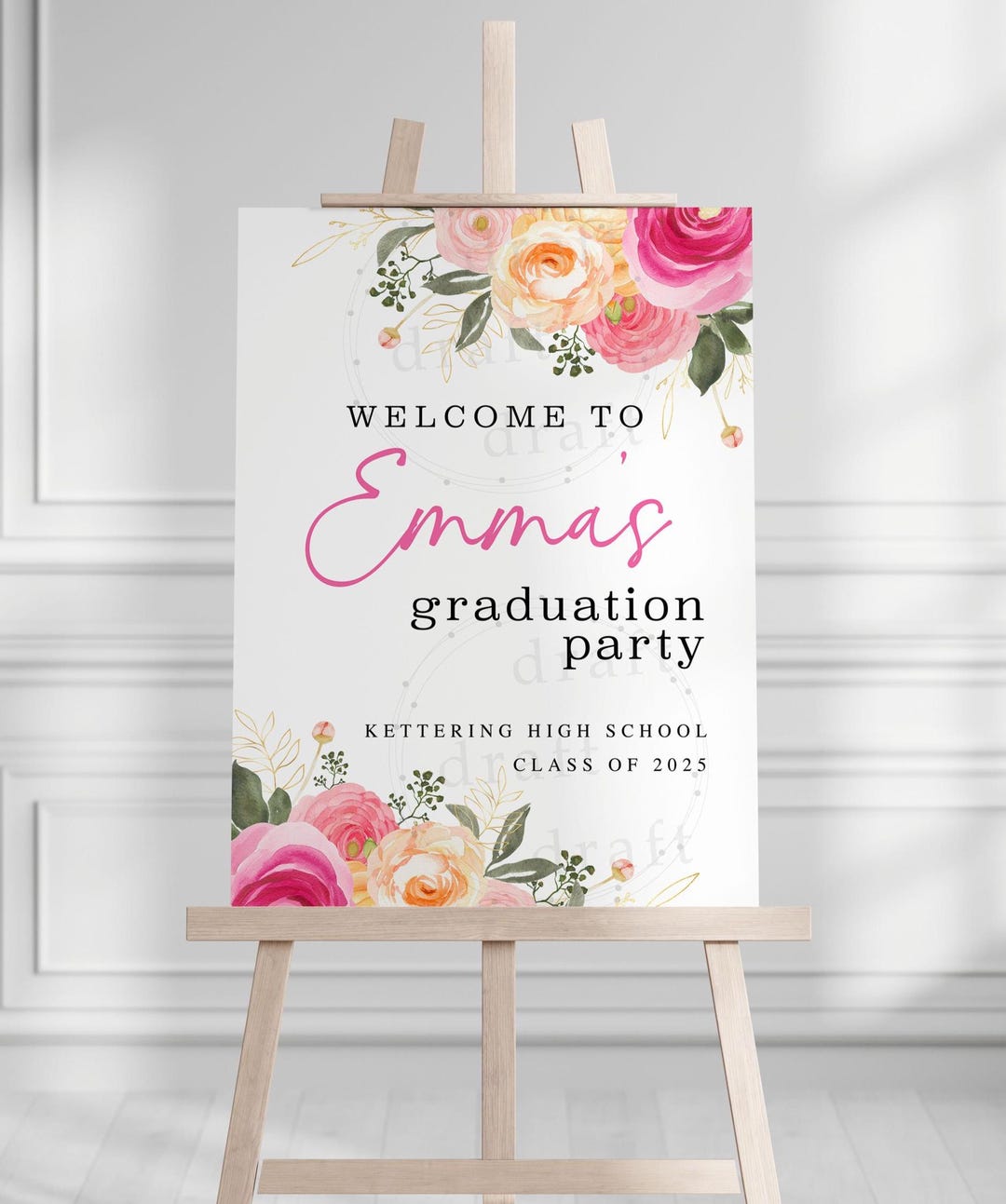 Welcome Event Sign Designs • Flowers, Floral - Pink, Gold, Peach ...