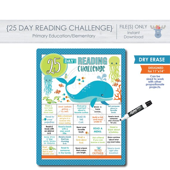 25 Days of Reading Challenge Under the Sea Sea Life Dry | Etsy