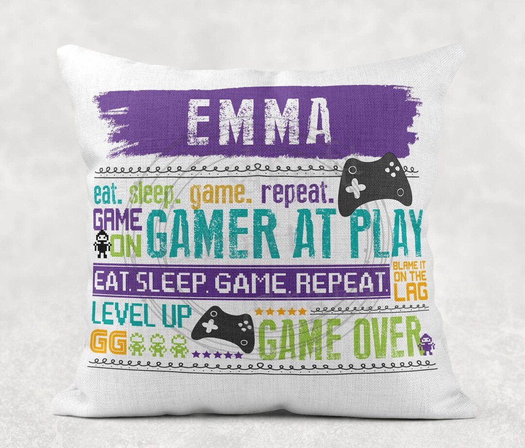 GAMER Pillow Design Gamer Girl Video Games Eat - Etsy