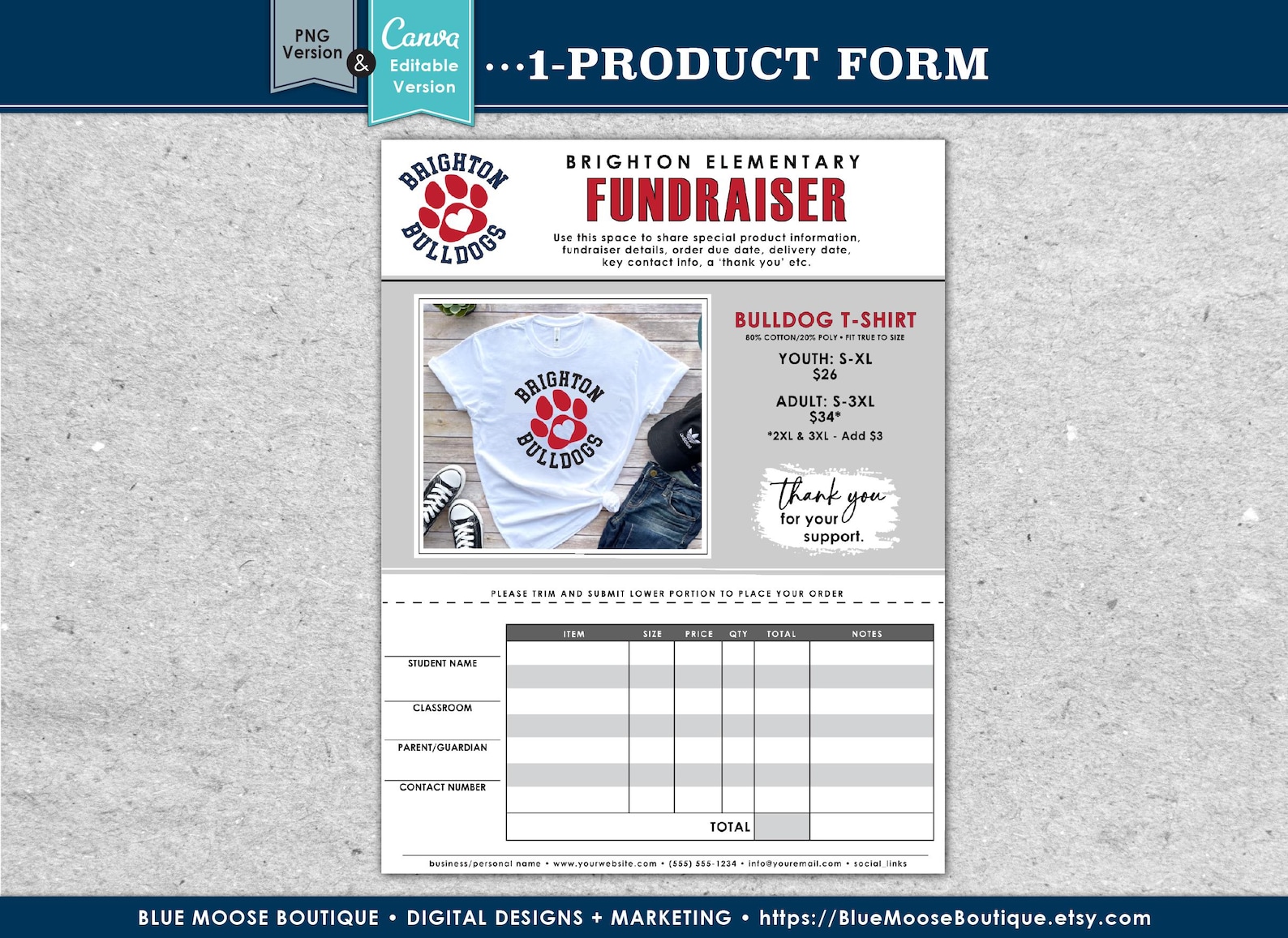 1 PRODUCT • Fundraiser Order Form Design • DIY 1-up • Spirit Wear Sales ...