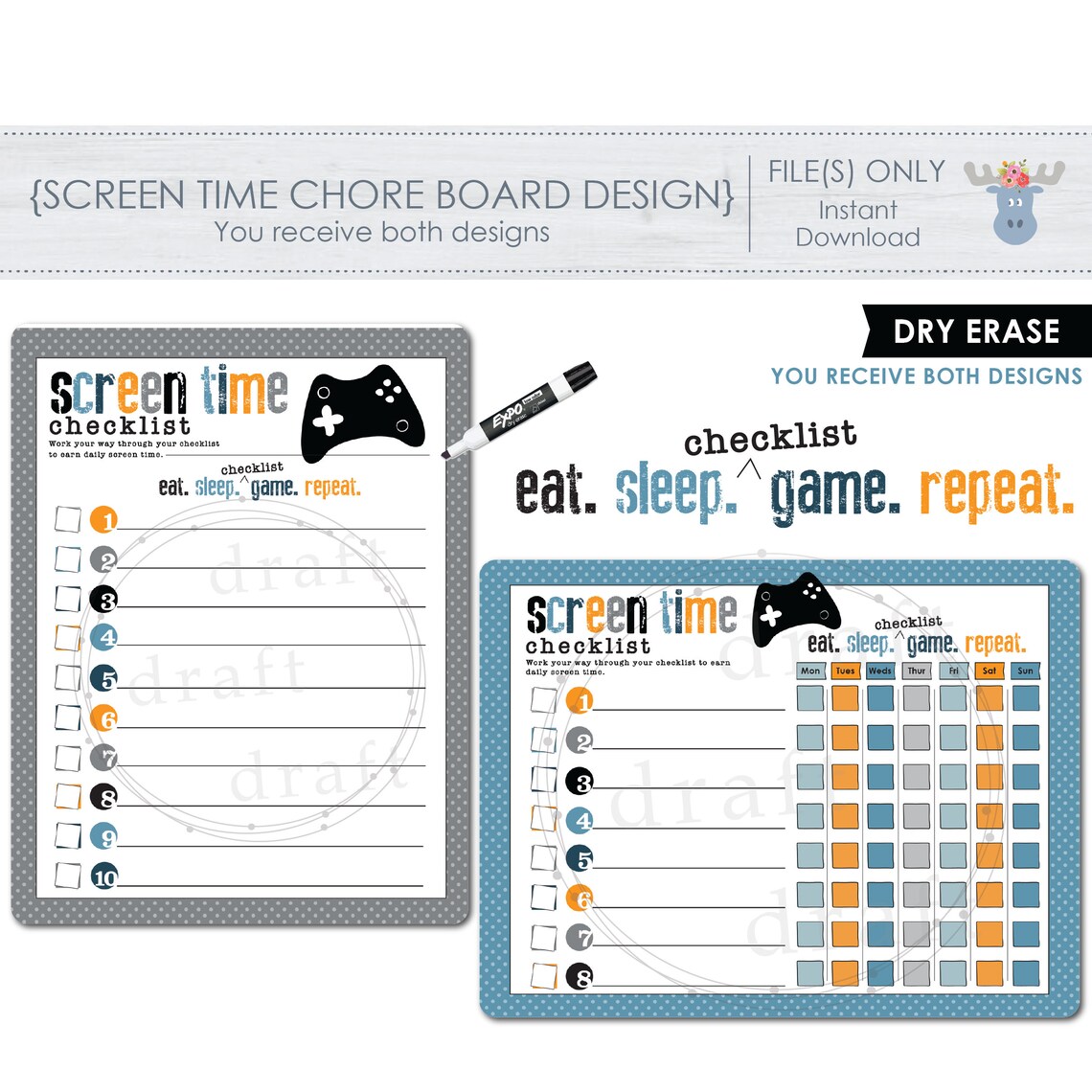 SCREEN TIME Video Game Gamer Checklist To-Do / CHORE Board | Etsy