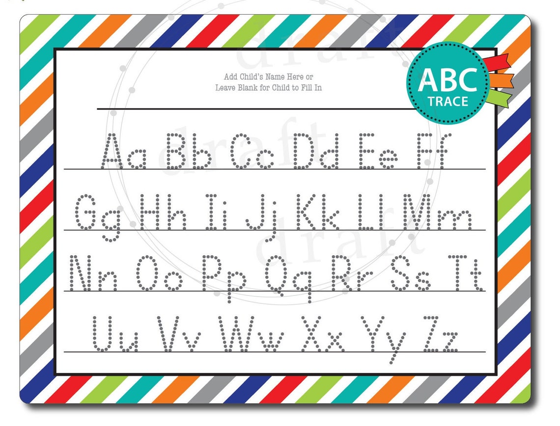 ABC TRACE Alphabet Practice Board Primary Colors | Etsy