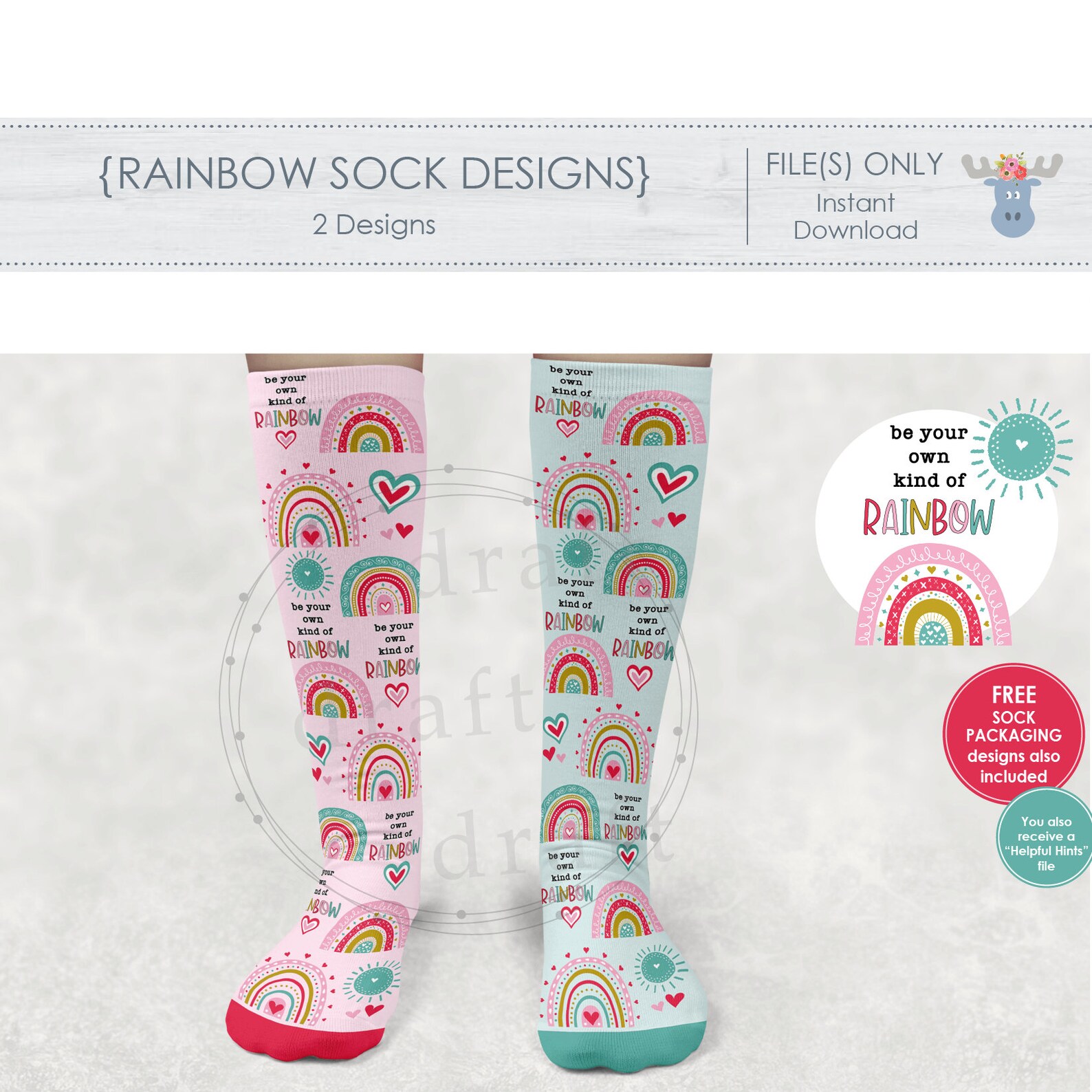 RAINBOW Sock Designs • 2 Design Variations • Inspirational • Create ...