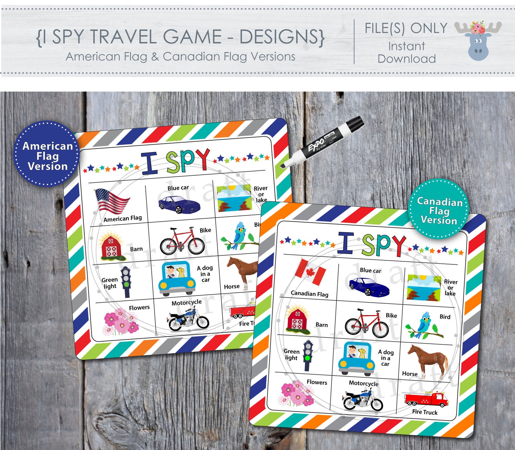 I SPY Signs Designs • Primary Colors • 6x6 Travel Board Design • Car ...