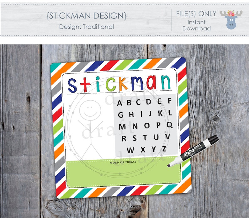 STICKMAN Game Design • Primary Colors • 6x6 Square Dry Erase Boards ...