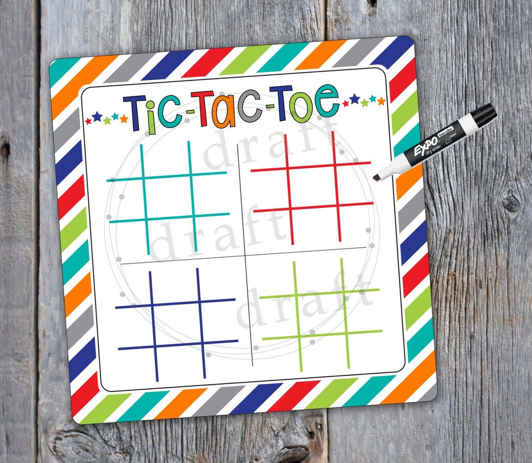 TIC TAC TOE Design • Primary Colors • Board • 6x6 Square Dry Erase ...