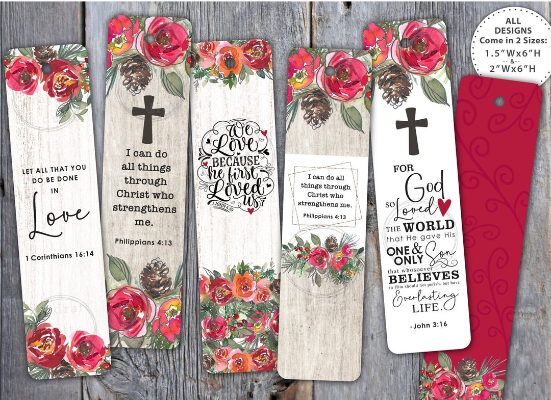 6 FAITH Bookmark Designs • Floral • Christian • Book Lover • Includes 2 ...