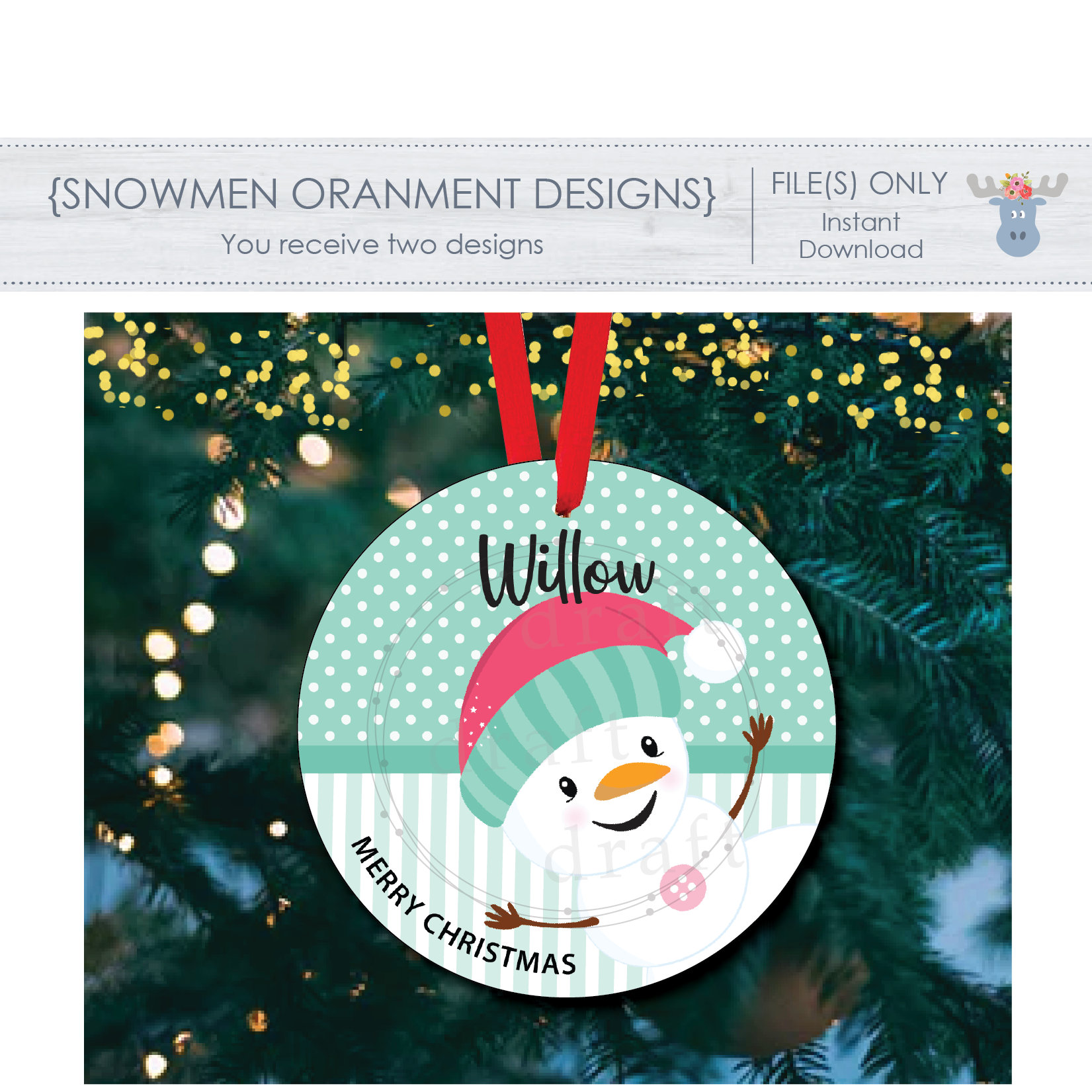 Snowmen Personalized Round Christmas Ornament Designs - Etsy