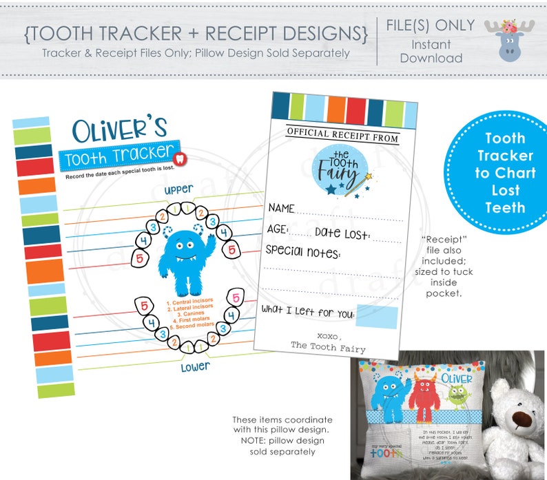 MONSTERS - Tooth Tracker and Receipt - Record Lost Teeth & Leave a ...