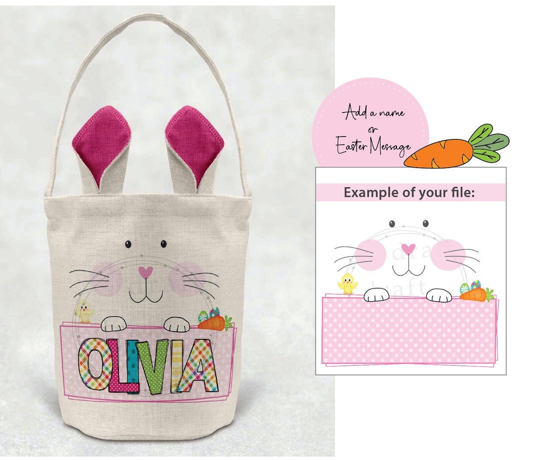 EASTER BUNNY BUCKET Designs • Pink • Happy Easter • Personalize • Ears ...