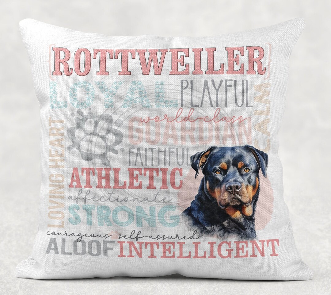 Two ROTTWEILER Dog Breed Designs Pet Pillow Personality Traits Digital ...