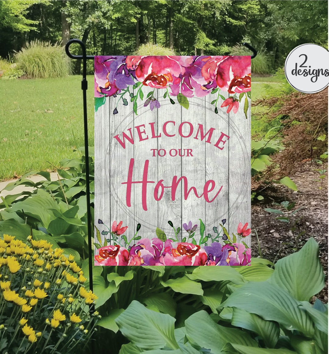 Welcome & Blank • Floral Flag Designs • 2 Design • Rustic Background ...