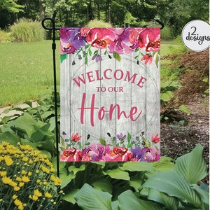 Welcome & Blank • Floral Flag Designs • 2 Design • Rustic Background ...