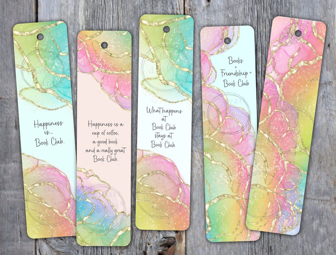 5 BOOK CLUB Bookmark Designs • Book Lovers • Includes 2 Sizes for Each ...
