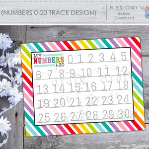NUMBER TRACE • Numbers 0-30 Practice Board ==> Whimsy • Dry Erase ...