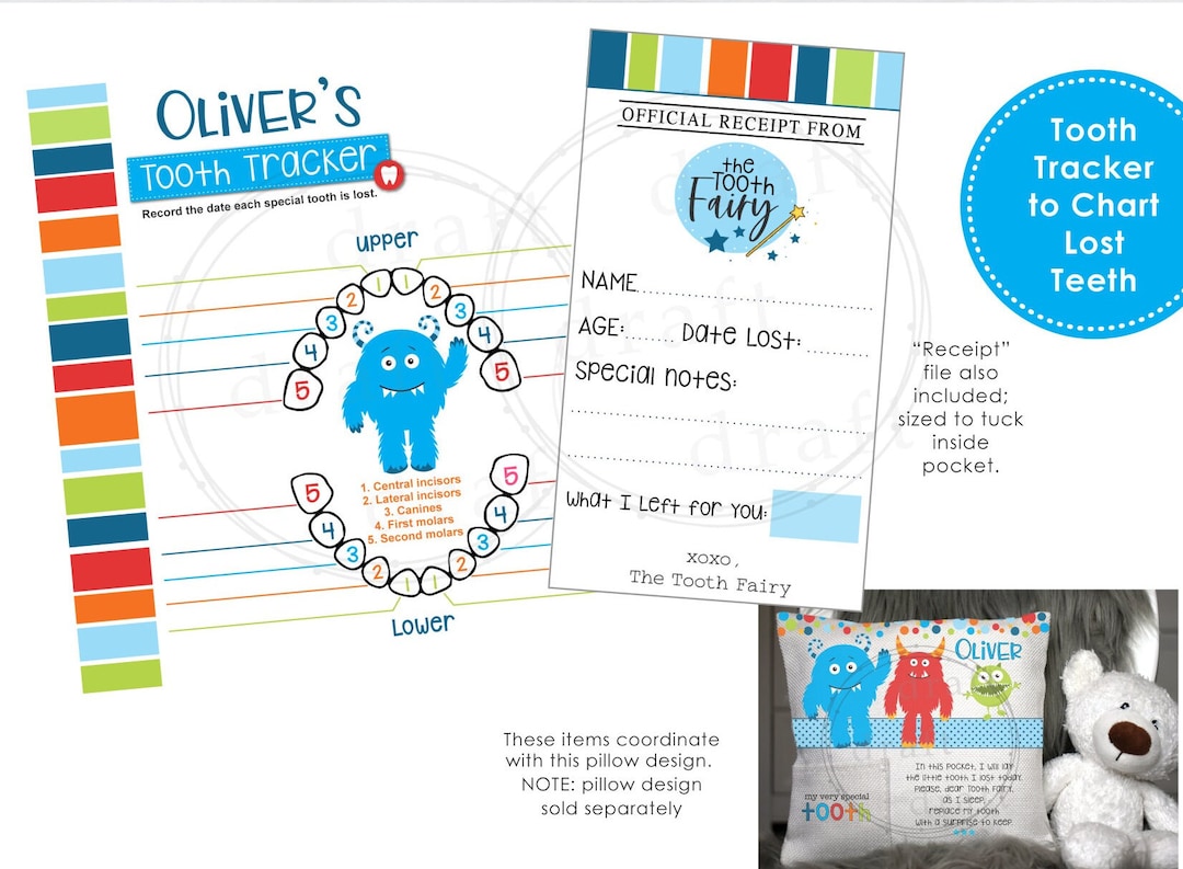 MONSTERS - Tooth Tracker and Receipt - Record Lost Teeth & Leave a ...