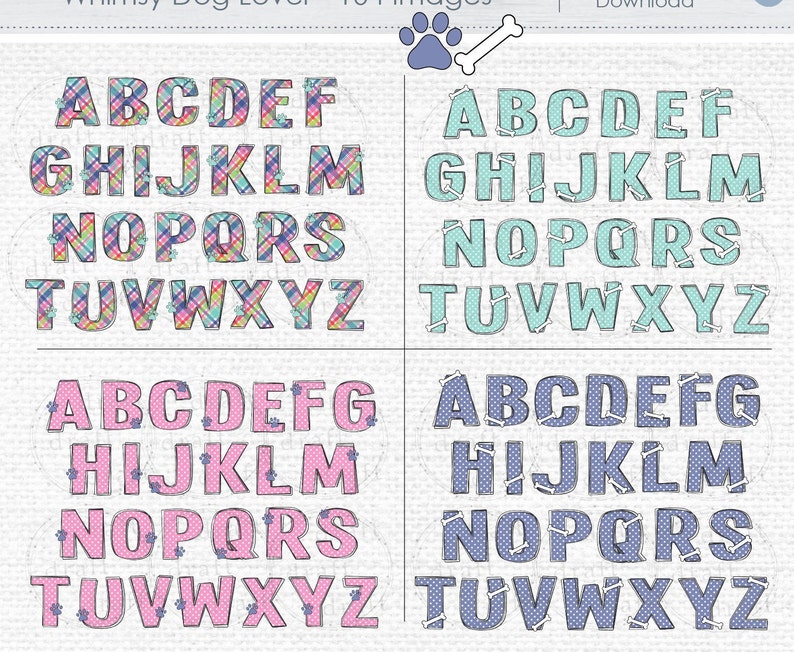 Dog ALPHA DOODLE BUNDLE • 104 Images • Whimsy Dog Lover • 4 Different ...
