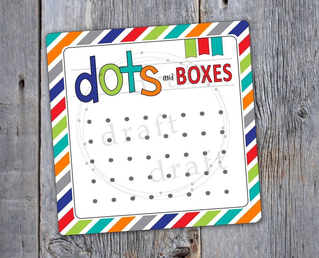 DOTS & BOXES Design • Primary Colors • Square Game • 6x6 Boards Dry ...