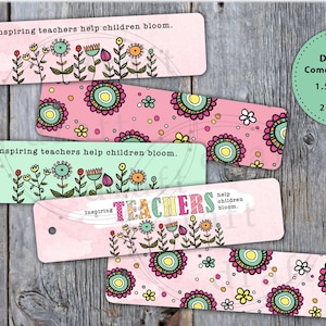 5 TEACHERS Bookmark Designs • Floral - Help Students Bloom • Includes 2 ...