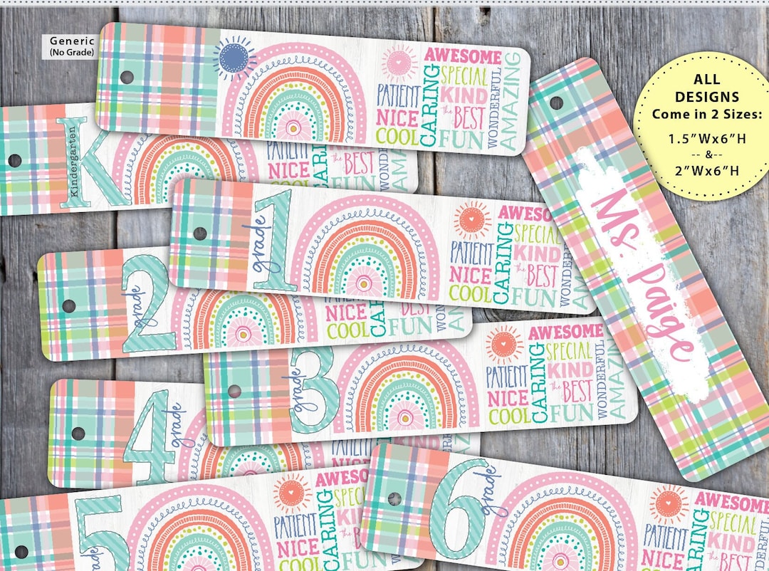 9 TEACHERS Bookmark Designs • Boho Rainbow • Grades • Personalize ...