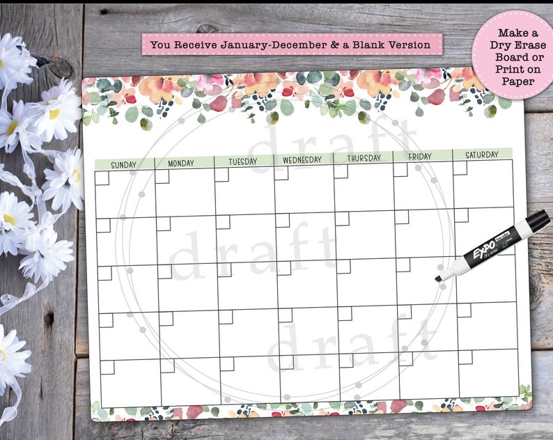 Monthly Calendar Designs 13 Designs Print on Paper or - Etsy