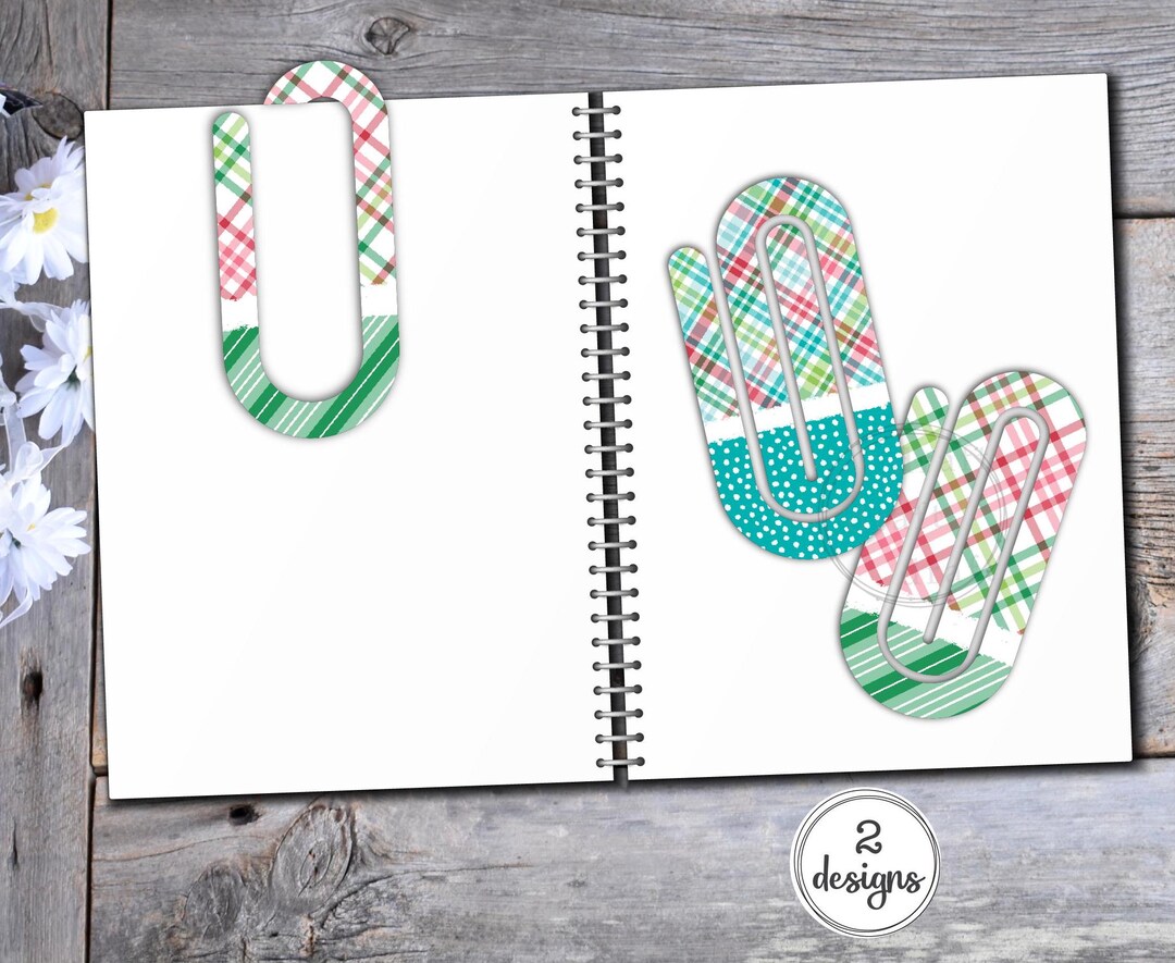 2 Big Paper Clip Designs • Paperclip • Cute Plaids • Jumbo Size ...