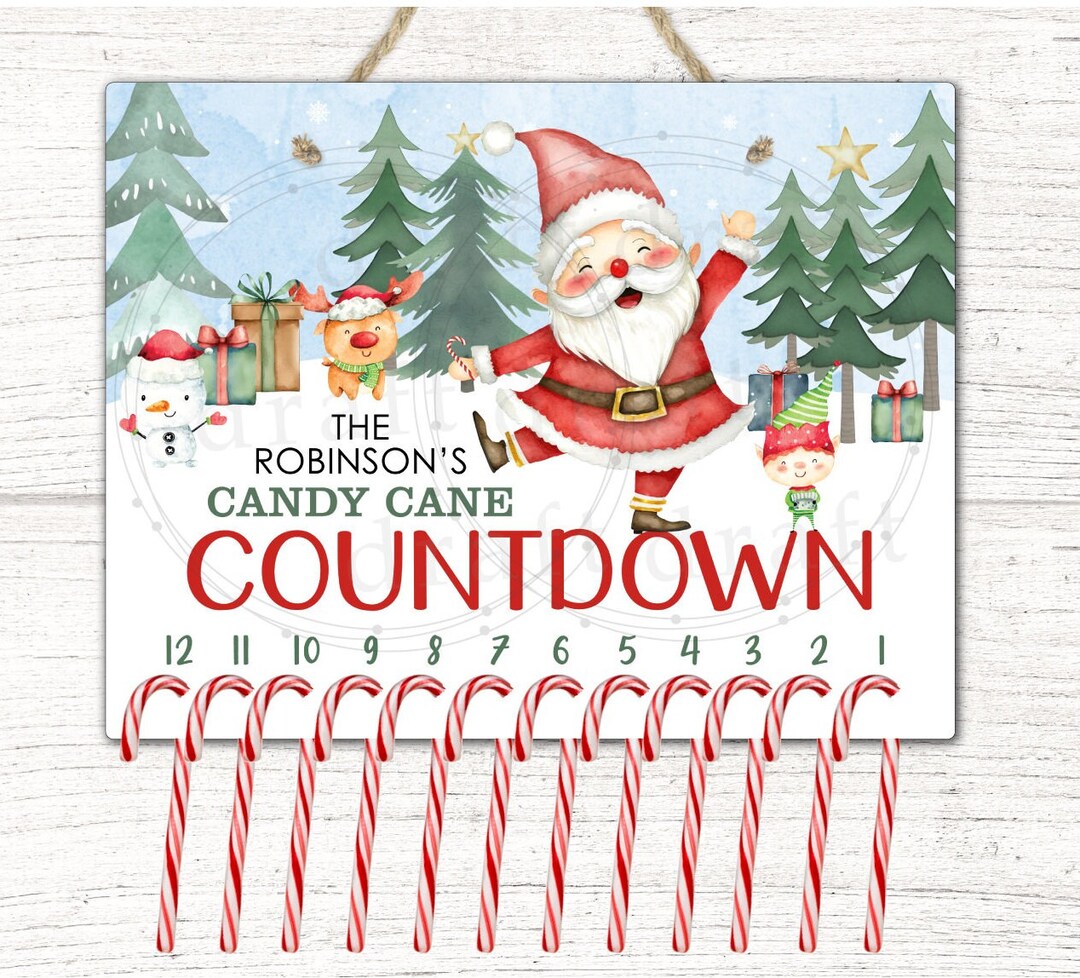 12-DAY CANDY CANE Countdown • 8.5x11-friendly • Santa Design • 12 Days ...