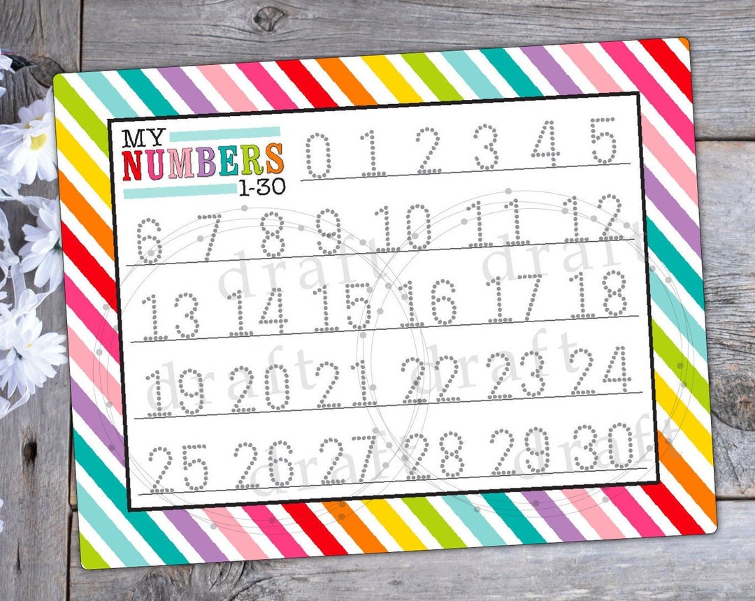 NUMBER TRACE • Numbers 0-30 Practice Board ==> Whimsy • Dry Erase ...