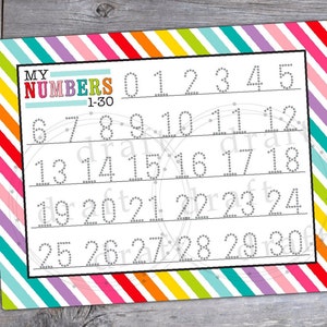 NUMBER TRACE • Numbers 0-30 Practice Board ==> Whimsy • Dry Erase ...