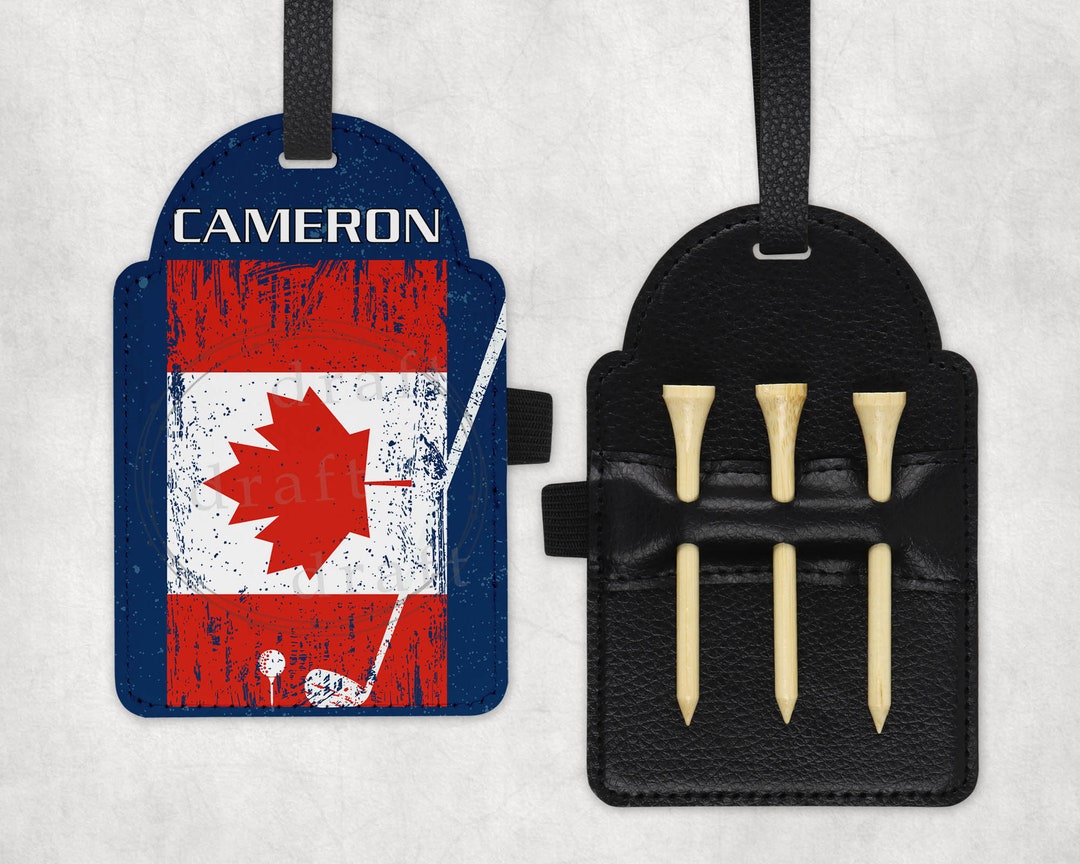 2 Golf TEE TAG Bag Designs ==> Canadian Flag Golfing • Golfer • Canada ...