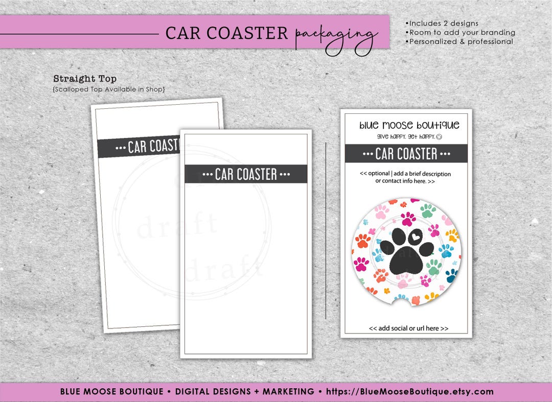CAR COASTER PACKAGING Design • Straight Top Edge • Singles • Car ...