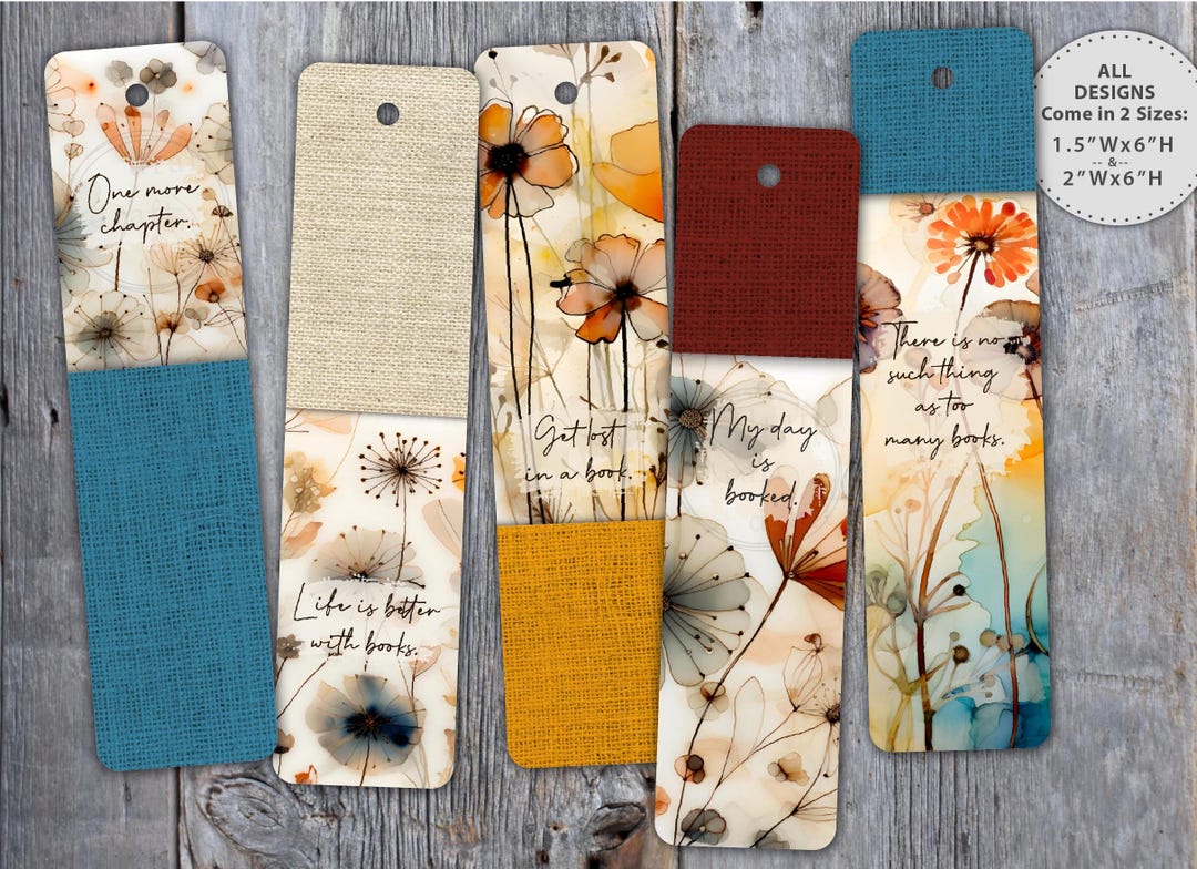 5 BOOK LOVER Bookmark Designs • Floral • Book Club • Get Lost in a Book ...