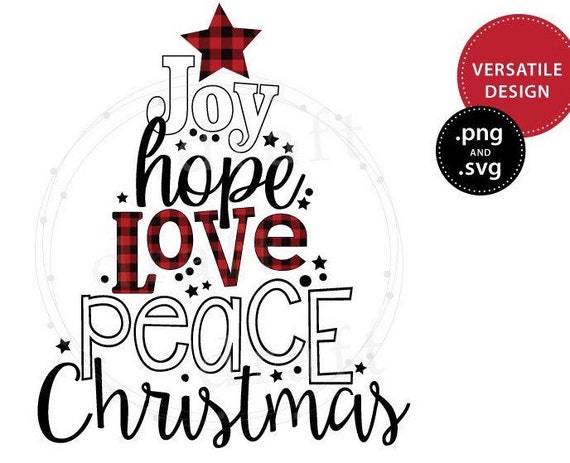 Christmas Tree Design Joy Love Peace Buffalo Plaid - Etsy