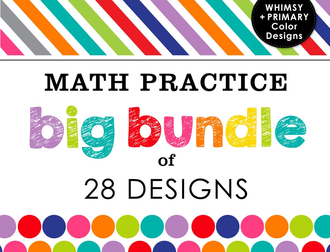 BIG MATH BUNDLE • 28 Practice Board Designs ==> Whimsy & Primary Colors ...