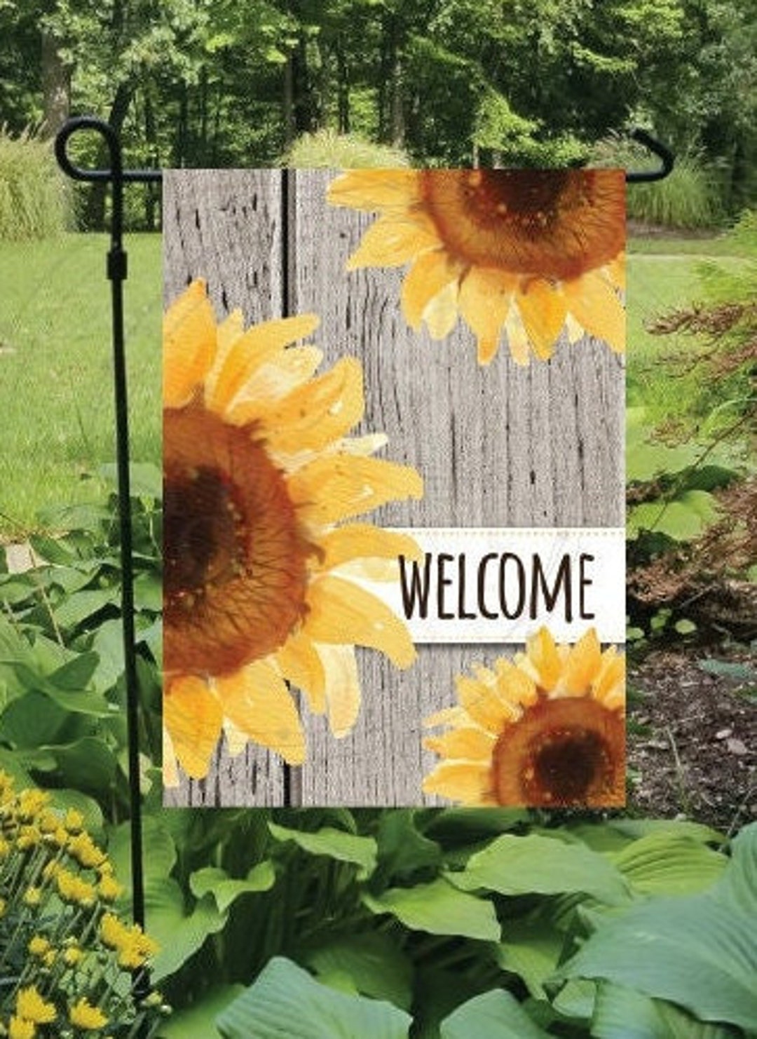 2 SUNFLOWER Flag Designs Welcome & Hello Floral Sunflowers Boards Sign ...