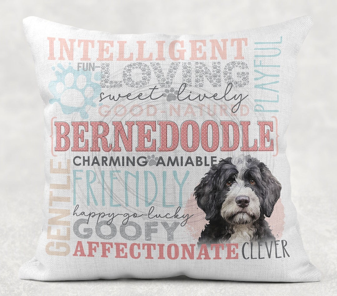 2 BERNEDOODLE Dog Breed Designs Pet Pillow Personality Traits Digital ...