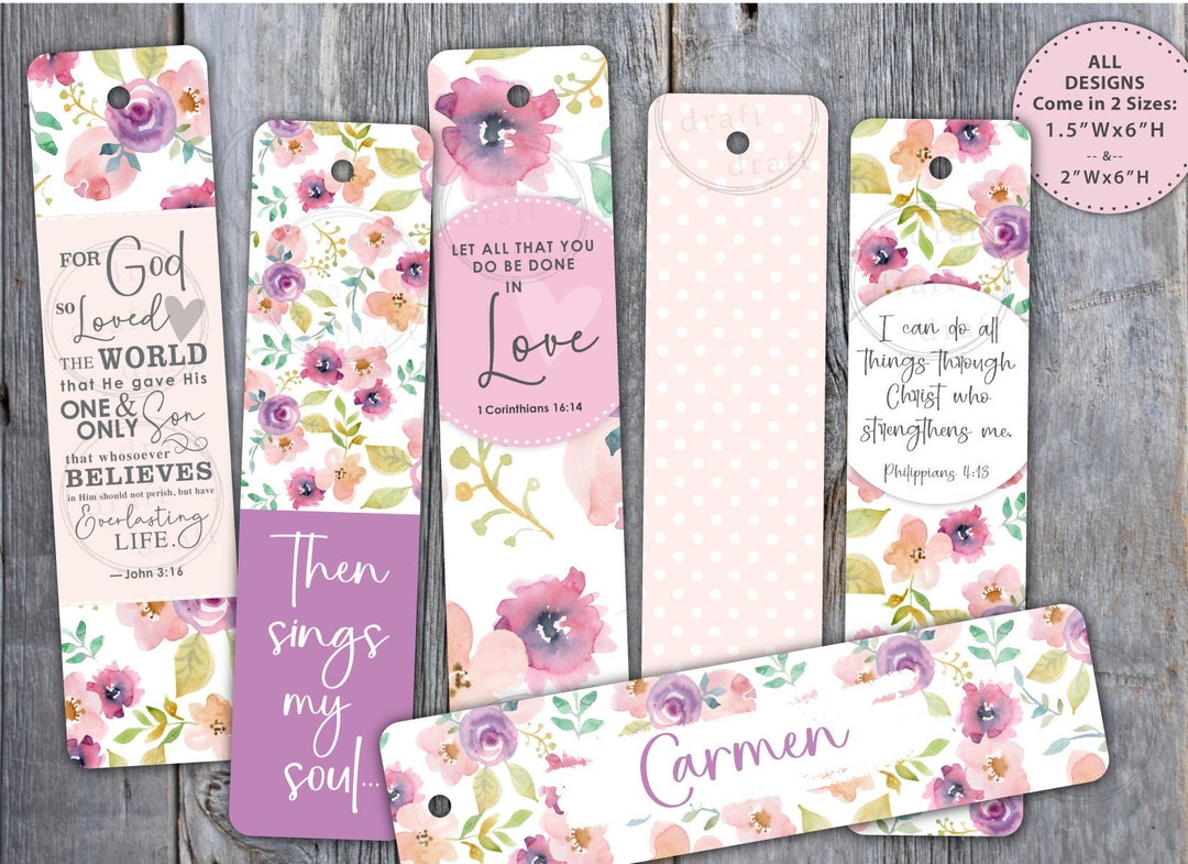 6 FAITH Bookmark Designs • Floral • Book Lover • Includes 2 Sizes for ...