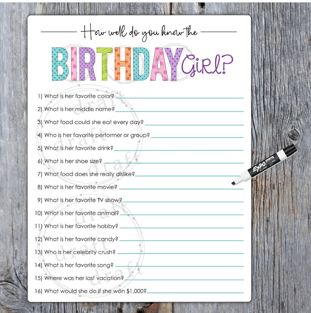 BIRTHDAY PARTY Game Design • How Well Do You Know • Games • Print on ...
