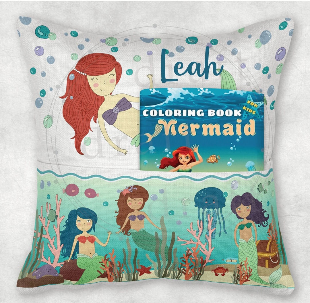 MERMAID Book Pillow Design 8 Pocket Under the Sea Mermaids Sea Life ...