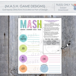 MASH Game Designs ==> Popular Game for Decades • Games • Print on Paper ...