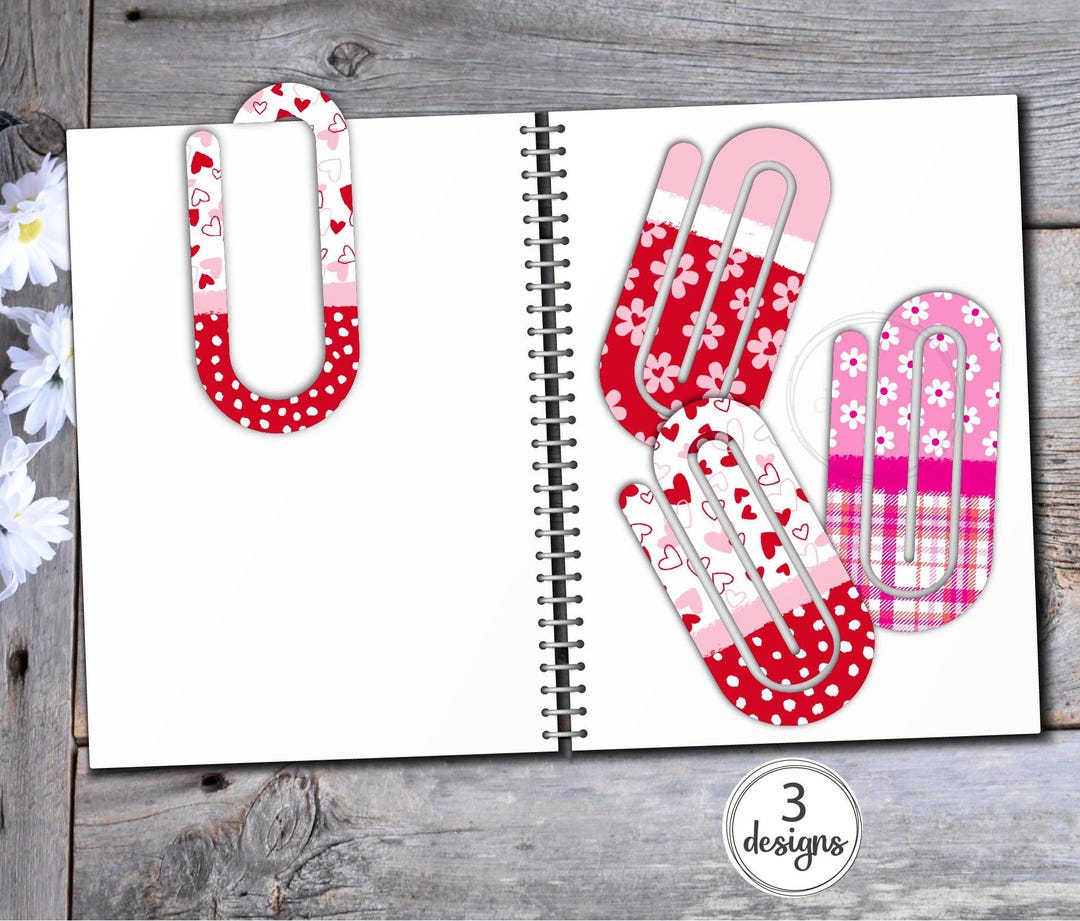 3 Big VALENTINE'S DAY Paper Clip Designs • Jumbo • Paperclip • Large ...