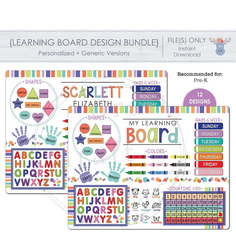 LEARNING BOARD BUNDLE of 12 Designs • Dry Erase Boards • Multiplication ...