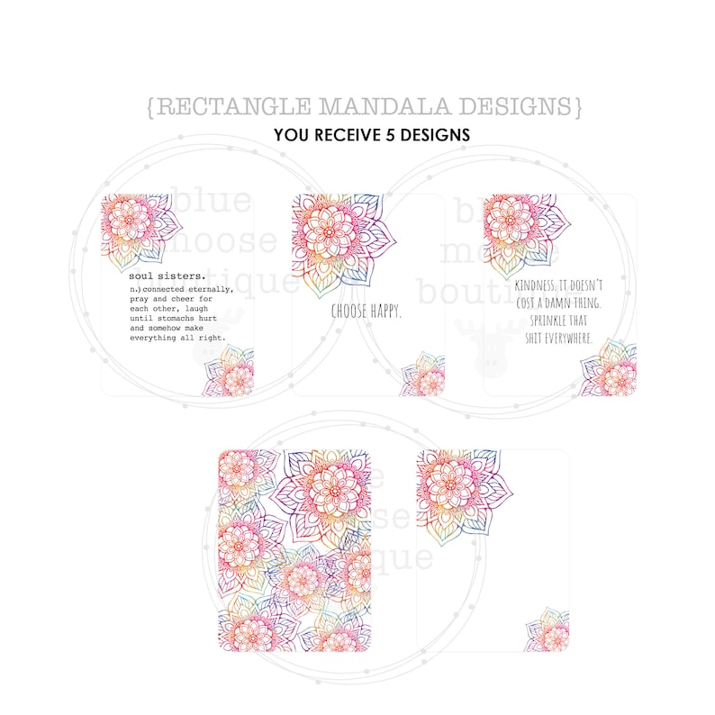 Bundle of 5 Designs -- Mandalas - Rectangle, Versatile Sublimation ...