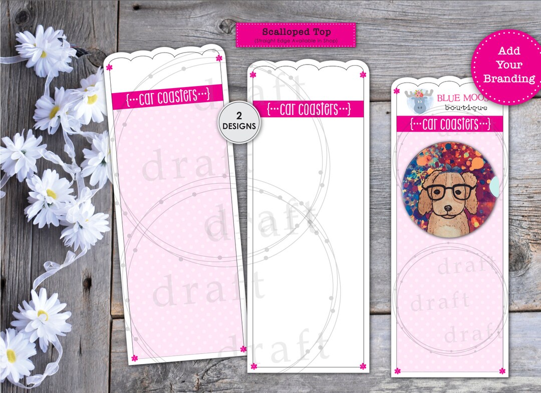 Hot Pink CAR COASTER PACKAGING Scalloped Top Edge - Etsy